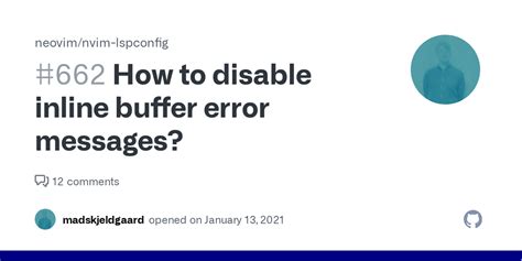 How To Disable Inline Buffer Error Messages · Issue 662 · Neovimnvim Lspconfig · Github