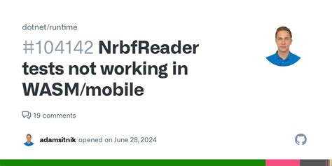 Nrbfreader Tests Not Working In Wasmmobile · Issue 104142 · Dotnetruntime · Github