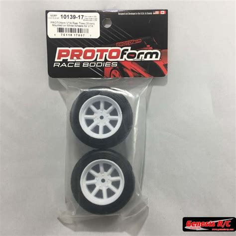 Protoform VTA Rear Tire Mm Mounted White Wheel Genesis RC Raceway