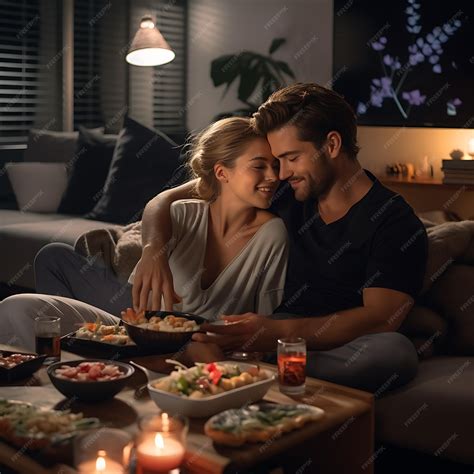 Premium Ai Image A Young Couple Lay On The Couch In Their Modern Home