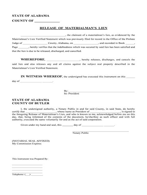 Release Of Materialmans Lien Form Fill Out And Sign Printable Pdf Template Airslate Signnow