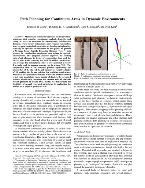Pdf Path Planning For Continuum Arms In Dynamic Environments