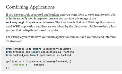 python url of a wsgi app flask app using dispatchermiddleware stack
