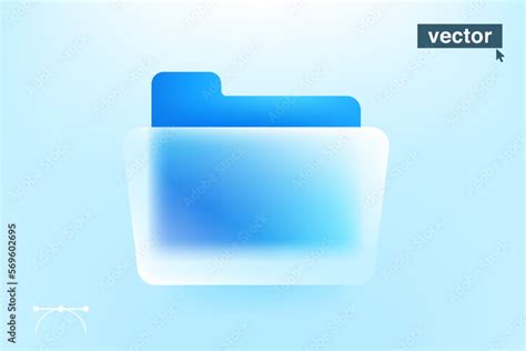 File Folder Icon In Glassmorphism Style With Gradient Blur And Transparency Vector Modern