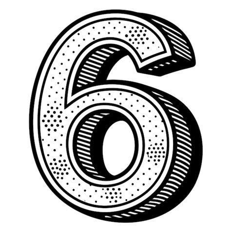 Number Six Clipart Black And White