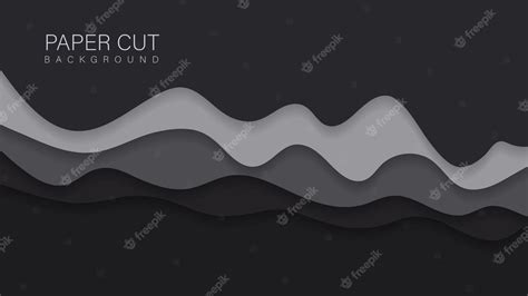 검은 종이 배경 잘라내기 물결 모양 레이어와 추상 종이 잘라 배경 프리미엄 벡터