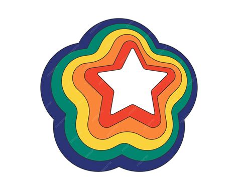 Premium Vector Retro Groovy Hipster Star With Rainbow Colored Trace