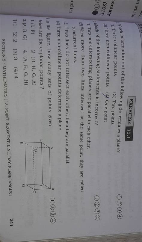 In The Figure How Many Sets Of Points Given Below Are The Coplanar Point