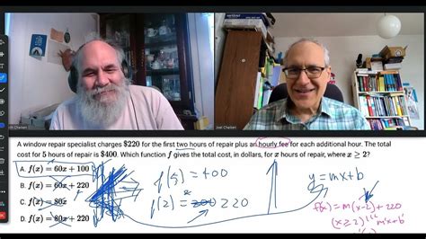 Choosing The Linear Function Matching Two Data Points Sat Math Question
