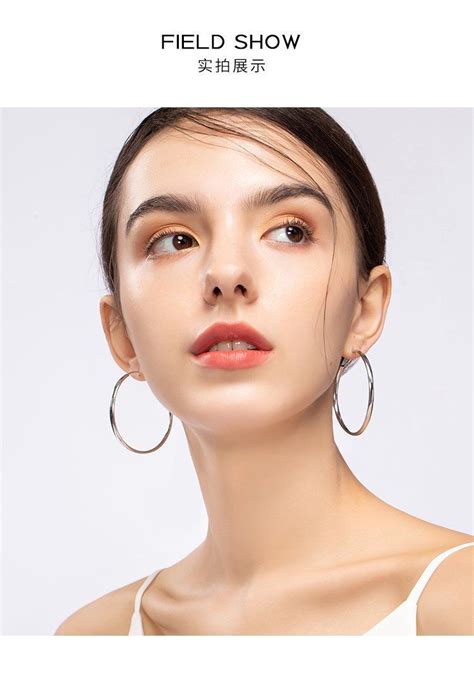 欧美时尚夸张超大圈银耳环女新款潮大耳圈爆款复古素圈银圆圈圆环 阿里巴巴