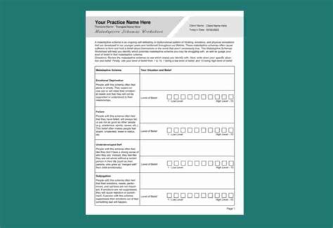Maladaptive Schemas Worksheet Editable Fillable Printable Pdf Therapybypro