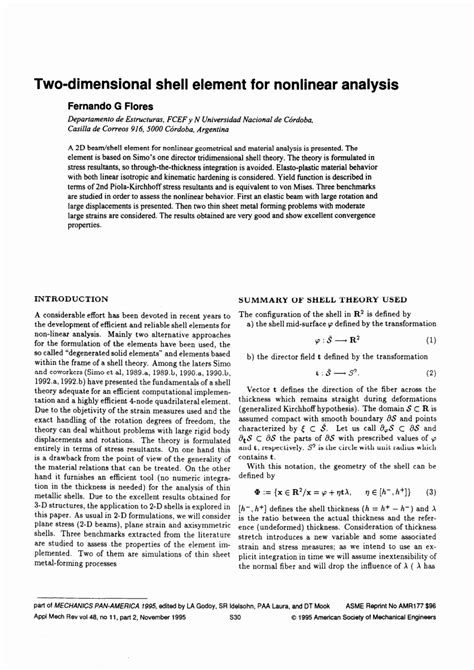 Pdf Two Dimensional Shell Element For Nonlinear Analysis