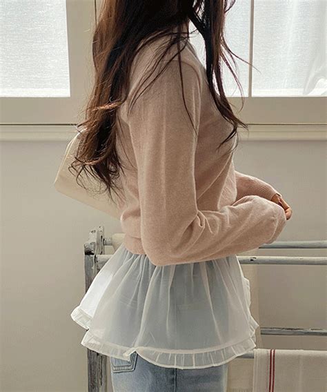 바닐라민트 봄코디필수템💗프릴 레이어드 랩스커트 시스루 미니스커트 밴딩스커트 허리밴딩