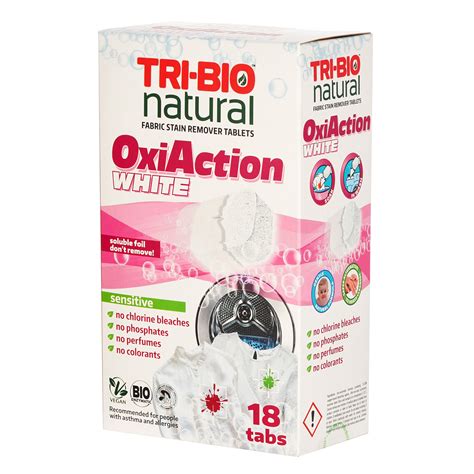 Натурални таблетки за премахване на петна за бяло пране Oxi Action Sensitive 18 бр Market