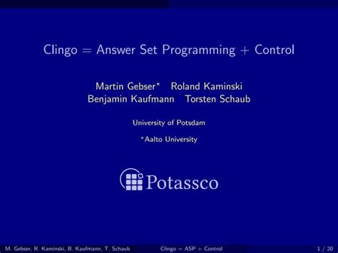 2015 01 09 Rende Unical Martin Gebser Clingo Answer Set