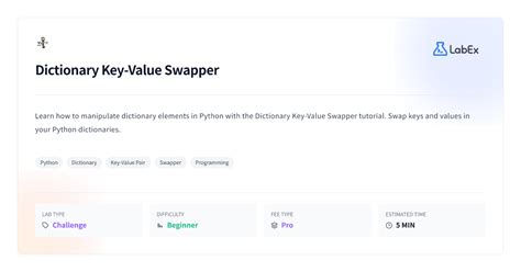 Dictionary Key Value Swapper Labex