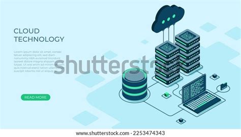 Isometric Cloud Technology Datacenter Laptop Web Stock Vector Royalty