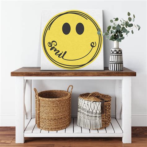 Smiley Face Canvas Print Smile Canvas Wall Art Housewarming Etsy