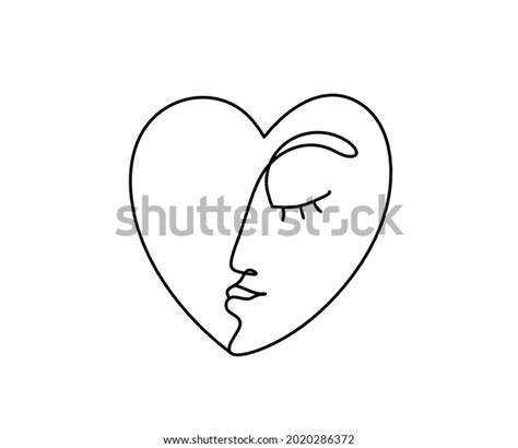 여성의 실루엣 얼굴은 흰색에 선 그림으로 스톡 일러스트 2020286372 Shutterstock