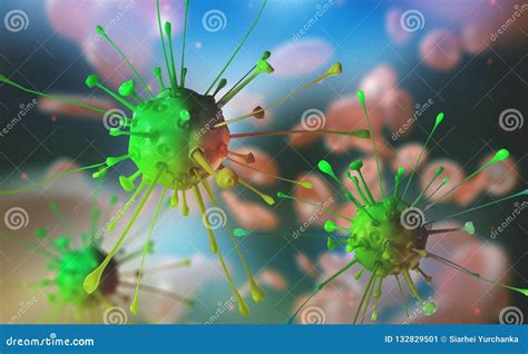Flu And Common Cold Microbes Under The Microscope Stock Illustration 147685984