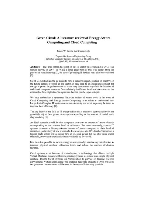 Pdf Green Cloud A Literature Review Of Energy Aware Computing And Cloud Computing