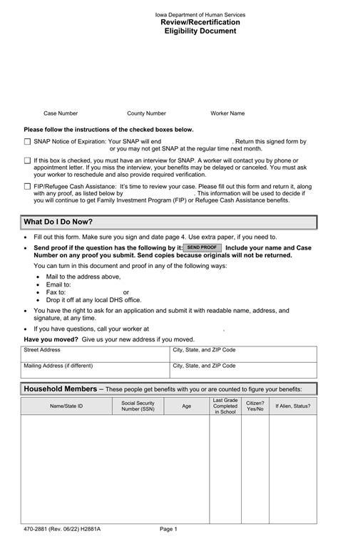 Form 470 2881 Download Printable Pdf Or Fill Online Review Recertification Eligibility Document
