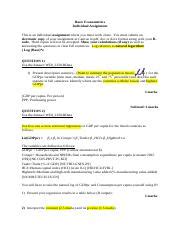 BasicEconometrics Docx Basic Econometrics Individual Assignment This Is