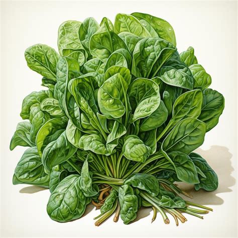 Premium Ai Image Fresh Spinach Vegetables On A White Background