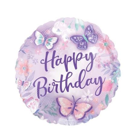 Balão Foil Borboleta Flutter Happy Birthday 43cm FestasParty