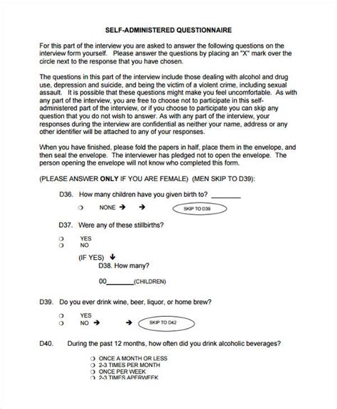 5 Self Administered Questionnaire Examples
