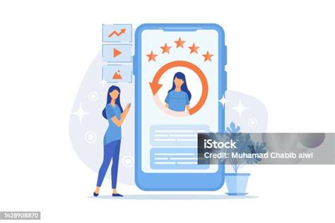 온라인 신원 관리 이미지 관리 온라인 개인 브랜딩 관리 브랜드 평판 제품 존재 소셜 네트워크 서비스 플랫 디자인 현대 일러스트 레이 션 개념에 대한 스톡 벡터 아트 및 기타