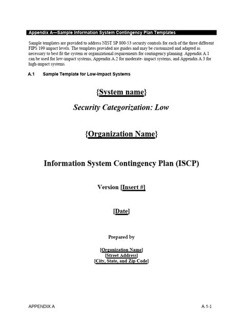 Nist Information System Contingency Plan Template Low Pdf Backup