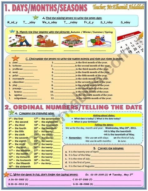 Dates ESL Worksheet By Abdalilahelhamidi