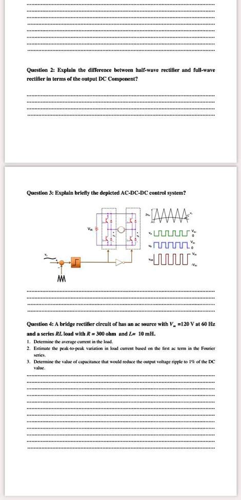 Solved Question 2 Explain The Difference Between A Half Wave Rectifier And A Full Wave