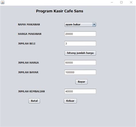 Program Kasir Sederhana
