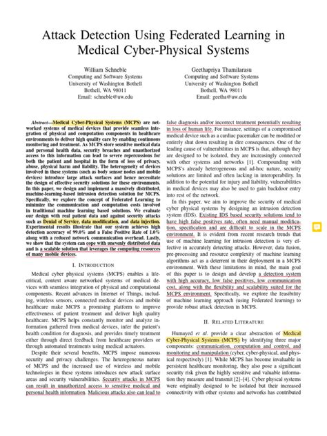 Attack Detection Using Federated Learning In Medical Cyber Physical Sys 23 Pdf