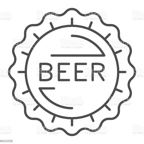 맥주 병 캡 얇은 라인 아이콘 크래프트 맥주 개념 흰색 배경에 바 스탬프 기호 모바일 개념 및 웹 디자인을위한 윤곽 스타일 보틀