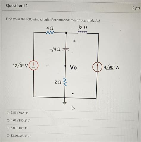 Solved Question 122 PtsFind V0 In The Following Circuit Chegg
