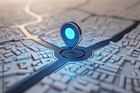 A Dark Blue Location Indicator On City Map In 3d Rendering City Map