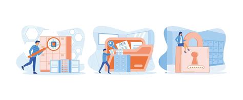 Man Analyzing Big Data Platform Data Management Data Protection Data Management Set Flat