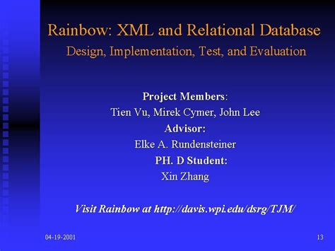 Rainbow Xml And Relational Database Design Implementation Test