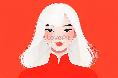 빨간색 배경에 중국 소녀 아바타 일러스트 무료 다운로드 Lovepik