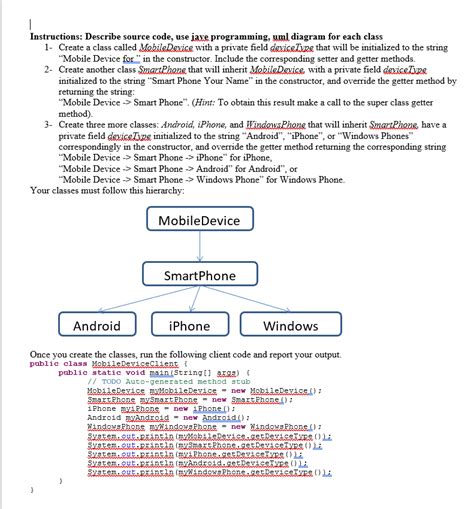 Solved Instructions Describe Source Code Use Jave Programming Uml