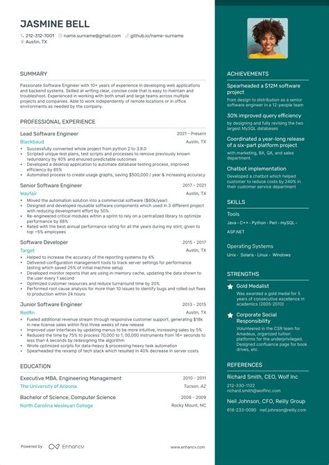 Printable Resume Template For Software Developer