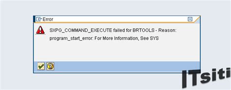 sxpg command execute failed for brtools program start error