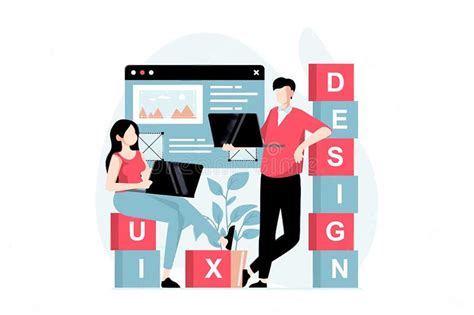 Uiux Design Concept Designers Creating Interfaces Stock Illustration Illustration Of Scene