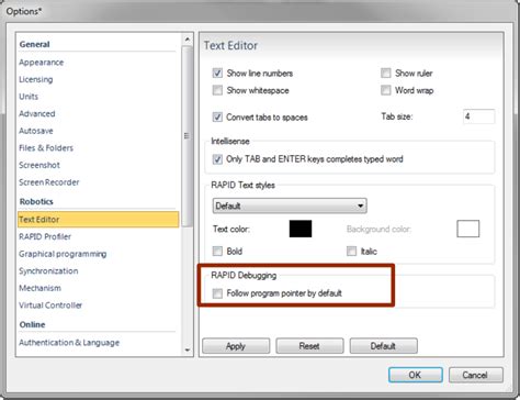 option to disable follow program pointer by default — abb robotics user forums