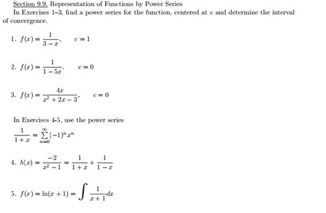 Representation Of Functions By Power Series In