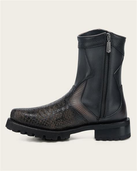 Genuine Python Leather Biker Boot For Men Cuadra