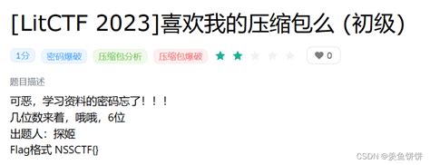 Litctf 2023 喜欢我的压缩包么 初级 Csdn博客